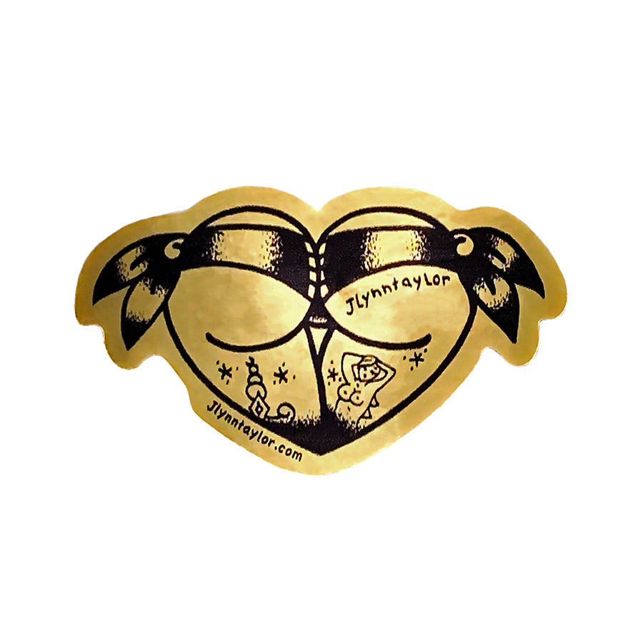 Scrunch Butt Heart Gold Foil Sticker | Jlynntaylor